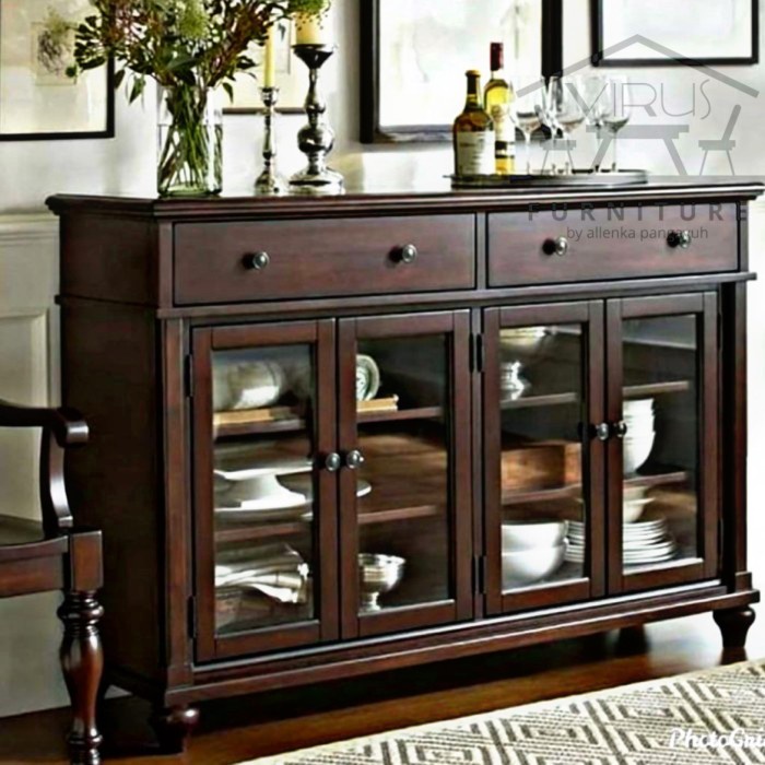 Jual READY- R1 Buffet Kaca Lemari Penyimpanan Barang Kayu Jati Jepara ...