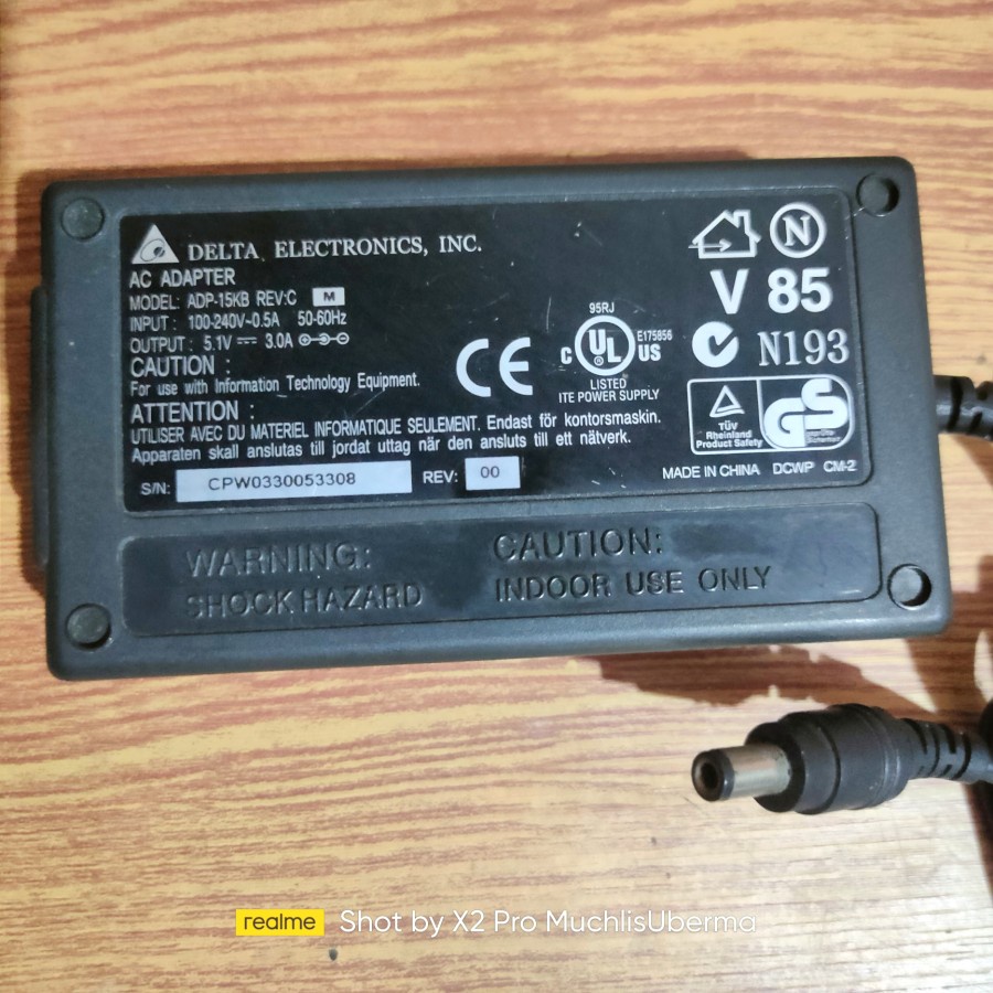 Jual Adaptor 5.1v 3A Delta Electronics ADP-15KB AC Adapter ITE Power ...