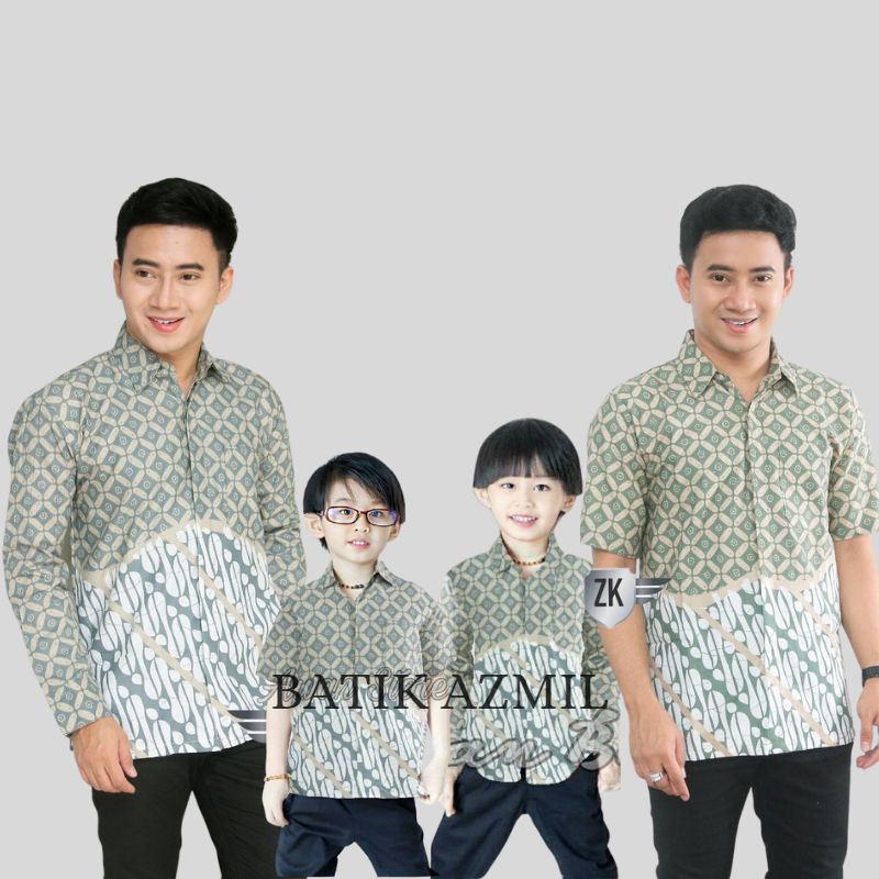 Jual TERBARU Couple sweet | Batik Kawung Hijau Sage | couple batik ayah ...