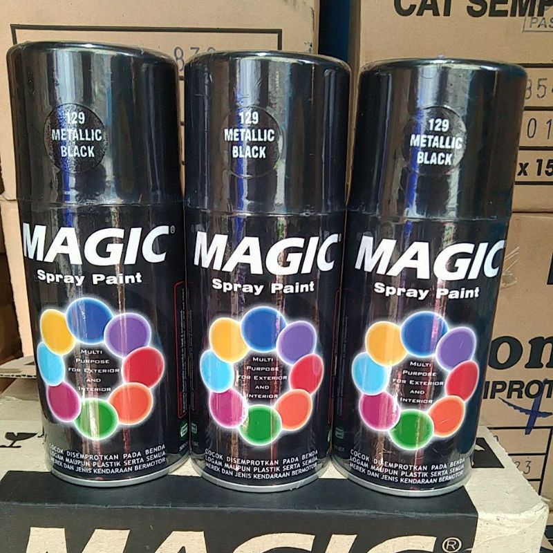 Jual pilok pilox magic spray paint magic metallic black 129 300cc hitam ...