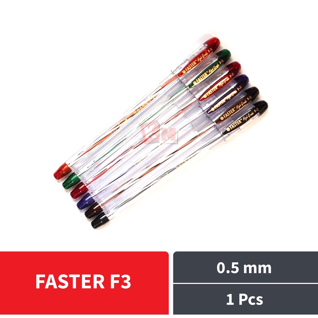 Jual Pulpen Ballpoint Pena Pen Faster F3 F-3 Extra Fine 0.5 mm Hitam ...