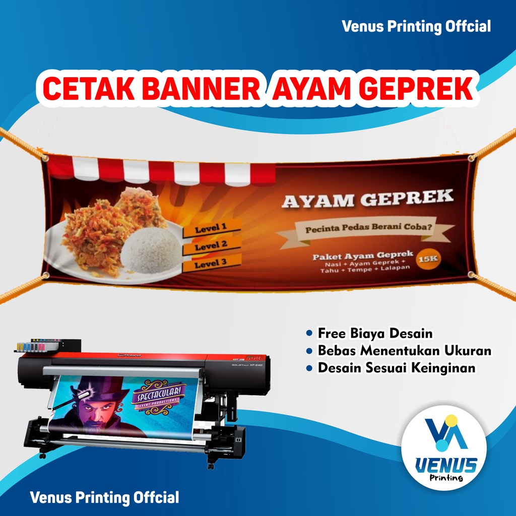 Jual Banner Ayam Geprek Chicken, Spanduk Warung Ayam Geprek, MMT Ayam ...