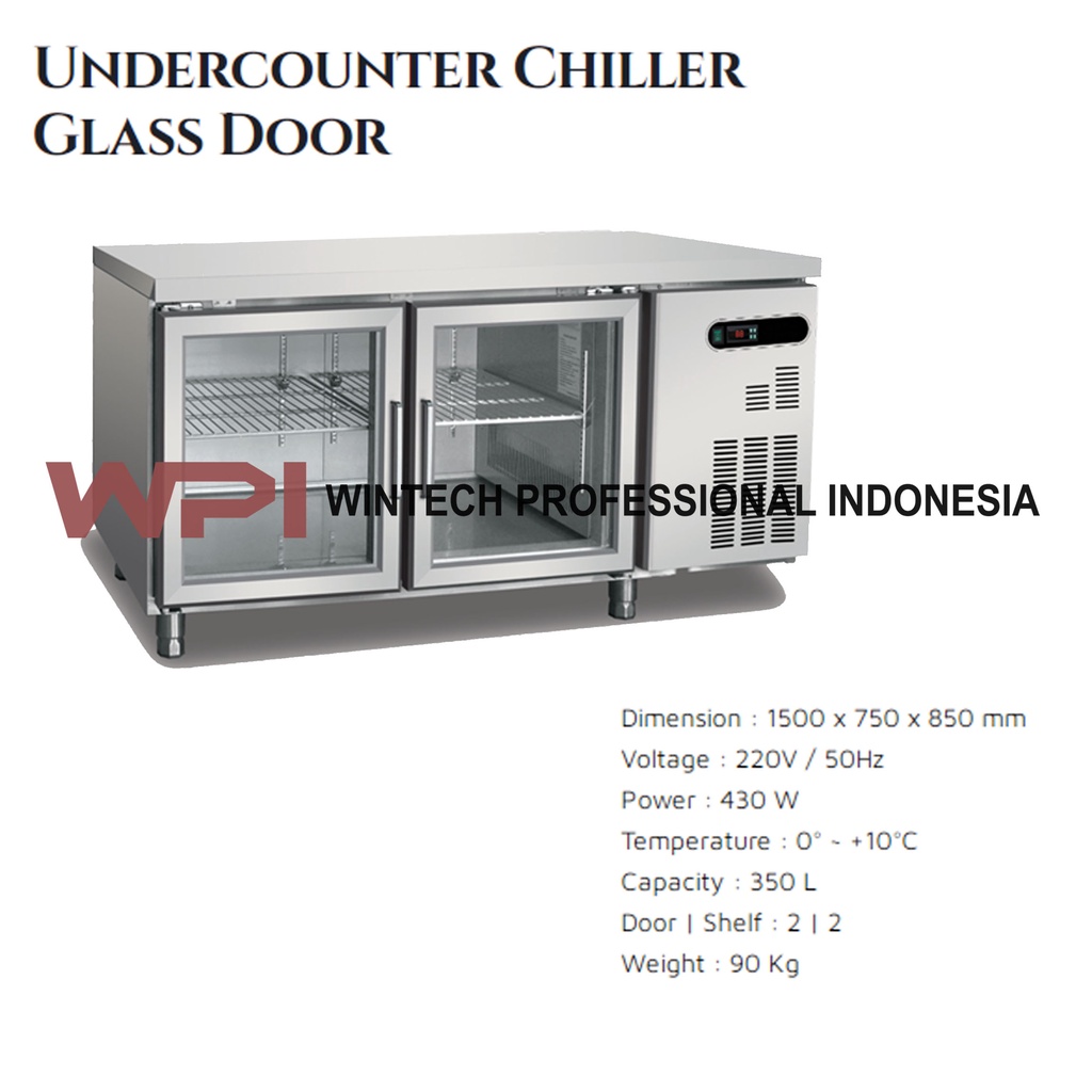 Jual Crown TZ300G SS Undercounter Chiller Glass Door Chiller untuk ...