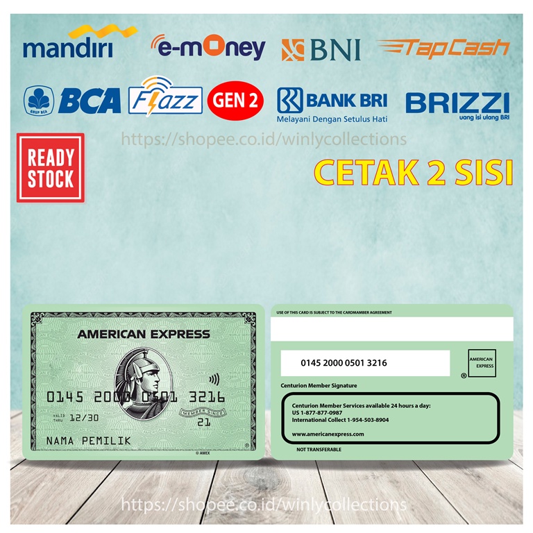 Jual EMONEY E TOLL CREDIT CARD DESIGN AMERICAN EXPRESS GREEN HIJAU AMEX ...