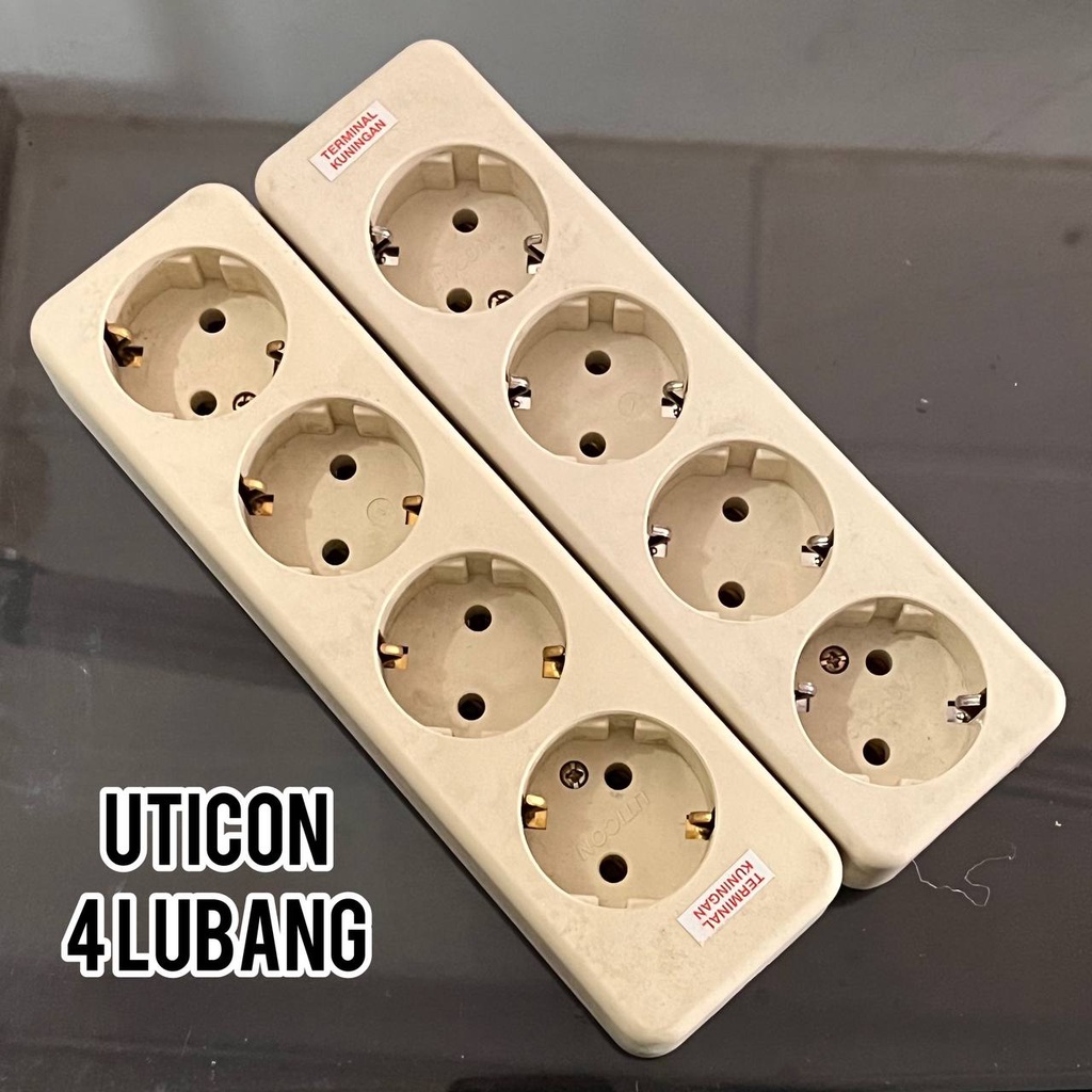 Jual UTICON - STOP KONTAK 4 LUBANG Terminal Kuningan Colokan | Shopee Indonesia