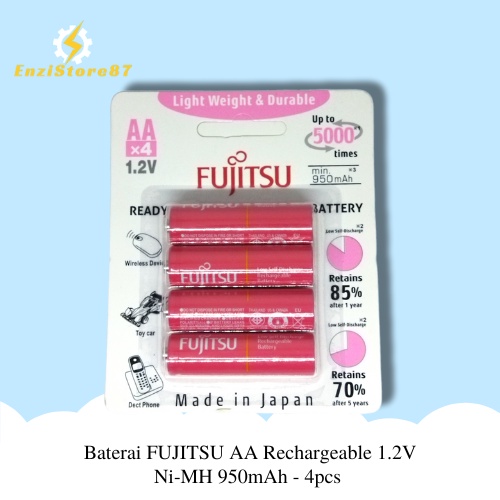 Jual Baterai Tamiya FUJITSU AA Rechargeable 1.2V Ni-MH 950mAh - 4pcs ...