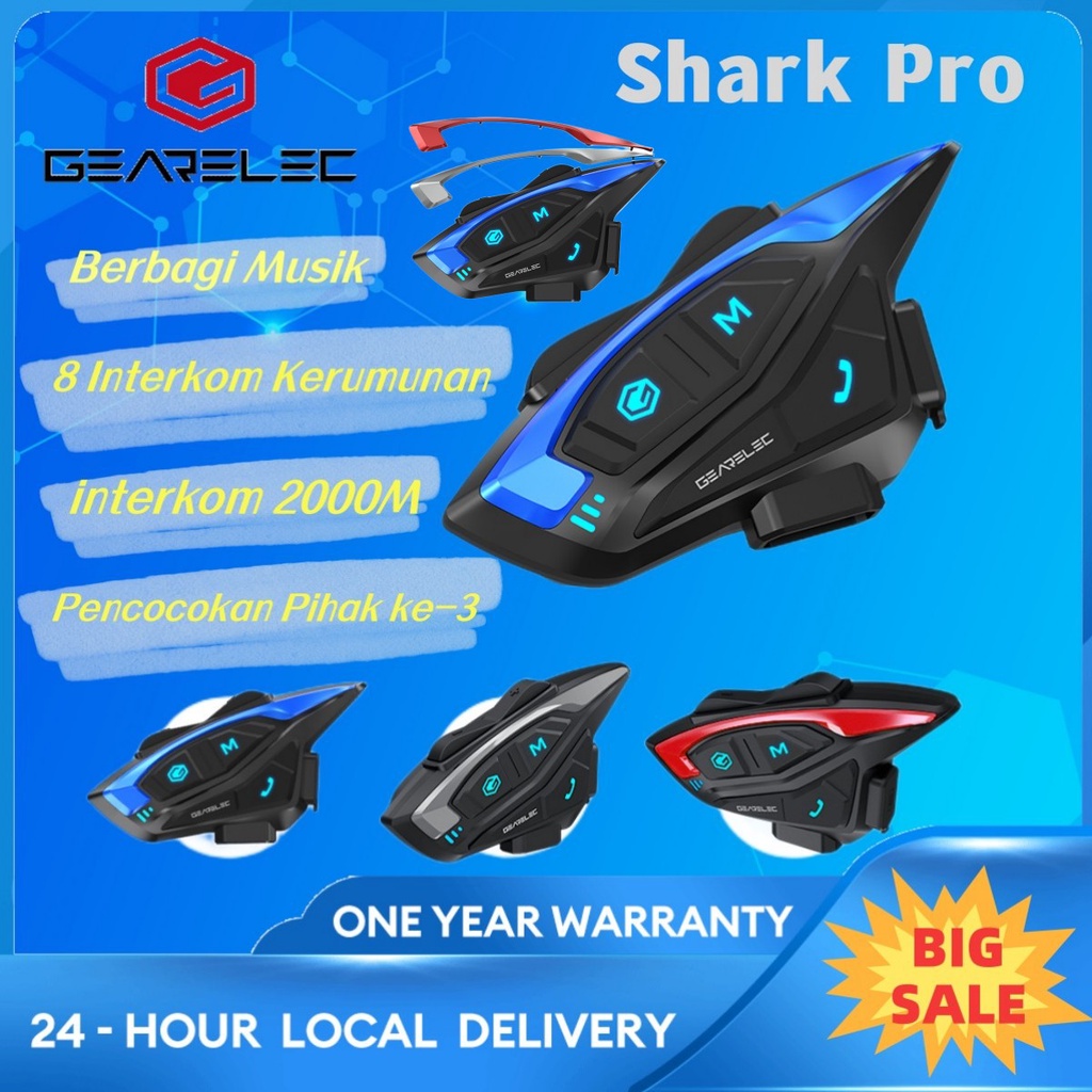 Jual GEARELEC Shark Pro interkom Helm bisa grup 8 orang，jangkauan ...