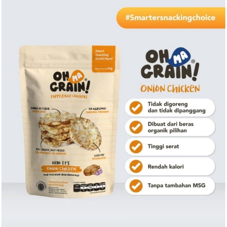Jual Oh Ma Grain Popped Rice Crackers Onion Chicken 50gr | Shopee Indonesia