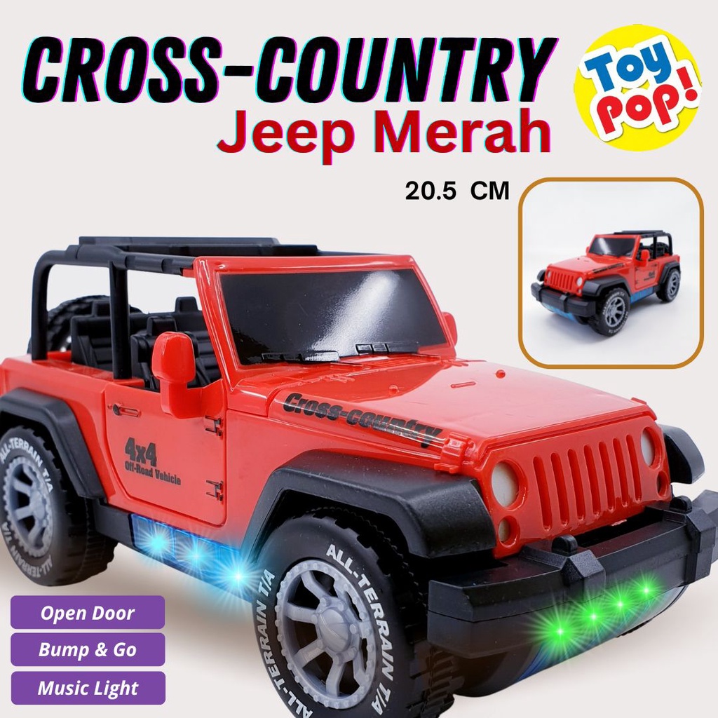 Jual Mainan Anak Mobil Jeep Cross Country Merah Dengan Lampu dan Suara ...