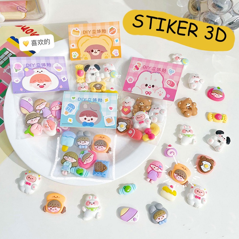 Jual Stiker 3D Sticker 7 PCS Motif Kartun Stiker Botol Air Minum Tempel ...