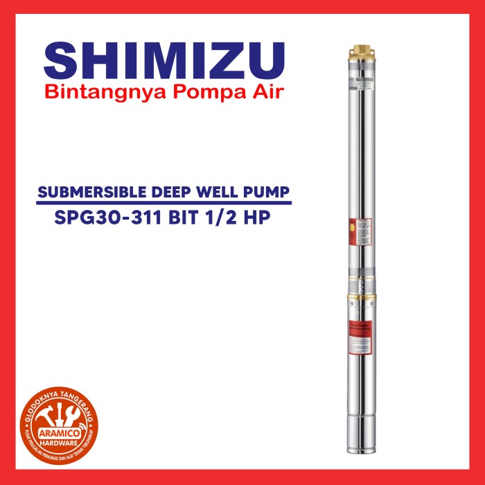 Jual POMPA SUBMERSIBLE / POMPA SATELIT SHIMIZU SPG30-311 BIT 1/2 HP ...