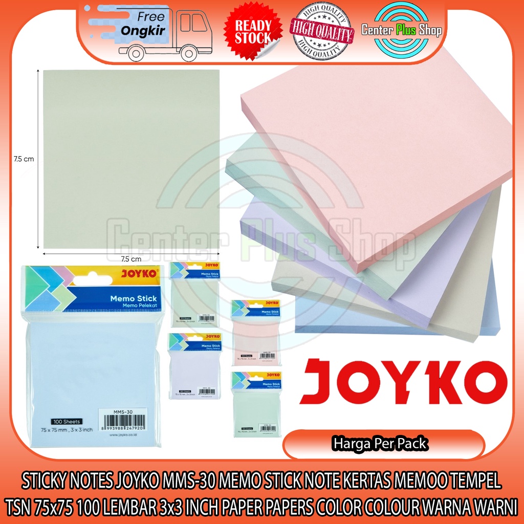 Jual STICKY NOTES JOYKO MMS-30 MEMO STICK NOTE KERTAS MEMOO TEMPEL TSN ...