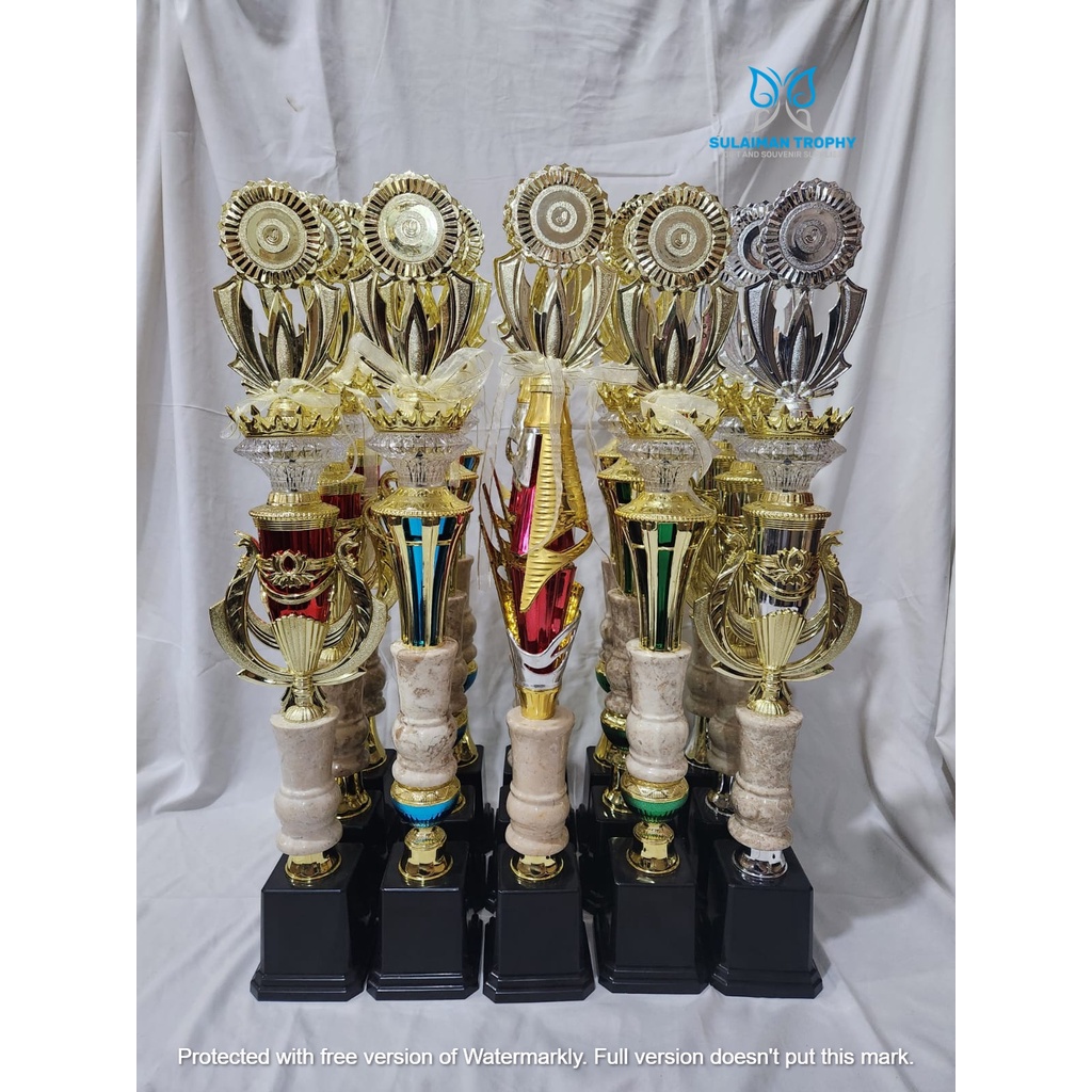 Jual Piala/Trophy PREMIUM Set 1-3 dengan tulisan logo dan pita | Shopee ...