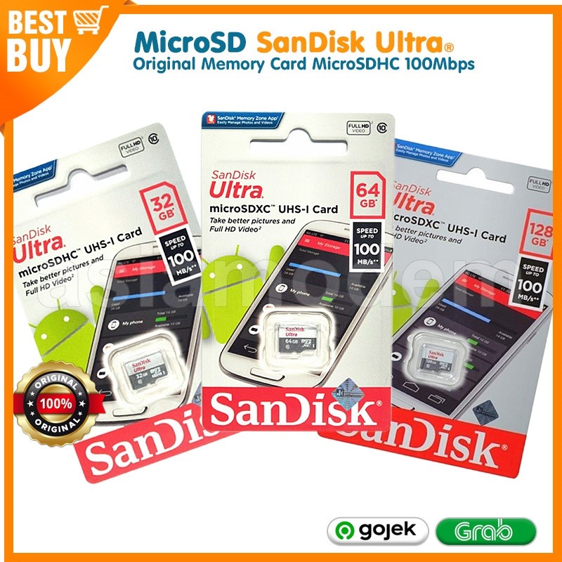 Jual Micro SD Sandisk Original Class 10 speed 100Mbps garansi resmi | Shopee Indonesia