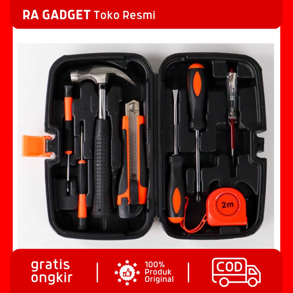 Jual Alat Set Perkakas Palu Obeng Cutter Meteran 8 in 1 Lengkap / Tool ...
