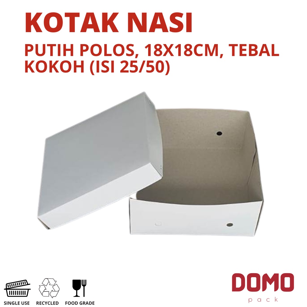 Jual Kotak Nasi Polos / Catering Box Duplex 18x18 (tutup tidak menyatu ...