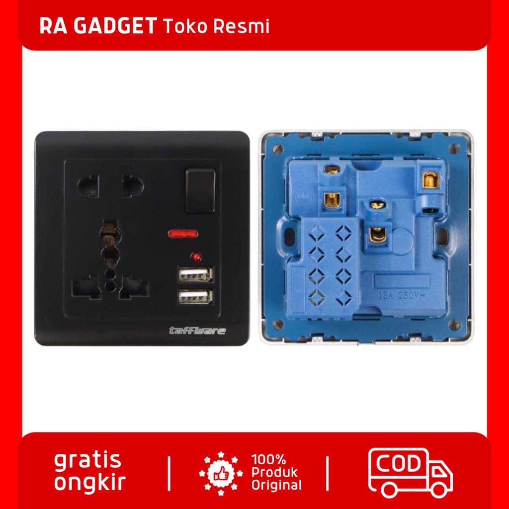 Jual Stop Kontak Tempel Dinding Universal UK EU US 5 Hole On Off Switch ...