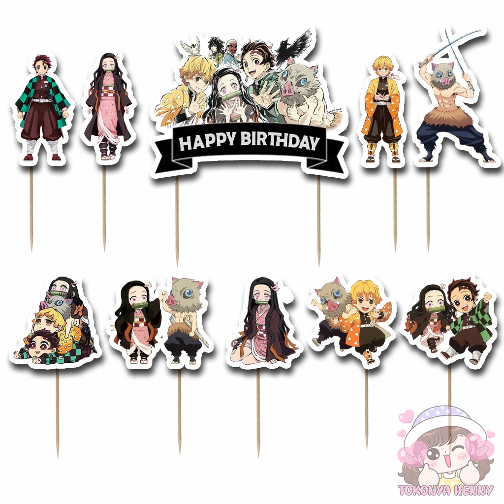 Jual Topper Cake Hiasan Kue Ulang Tahun motif DEMON SLAYER NEZUKO ANIME ...