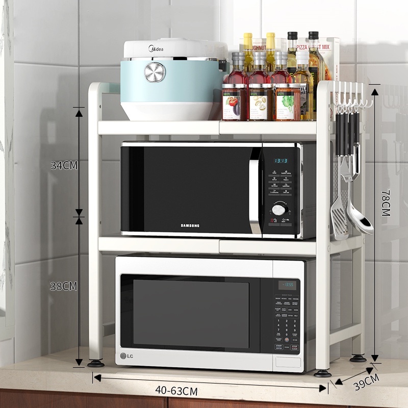 Jual Stainless Steel Microwave Oven Rack Adjustment Kitchen Rack ...