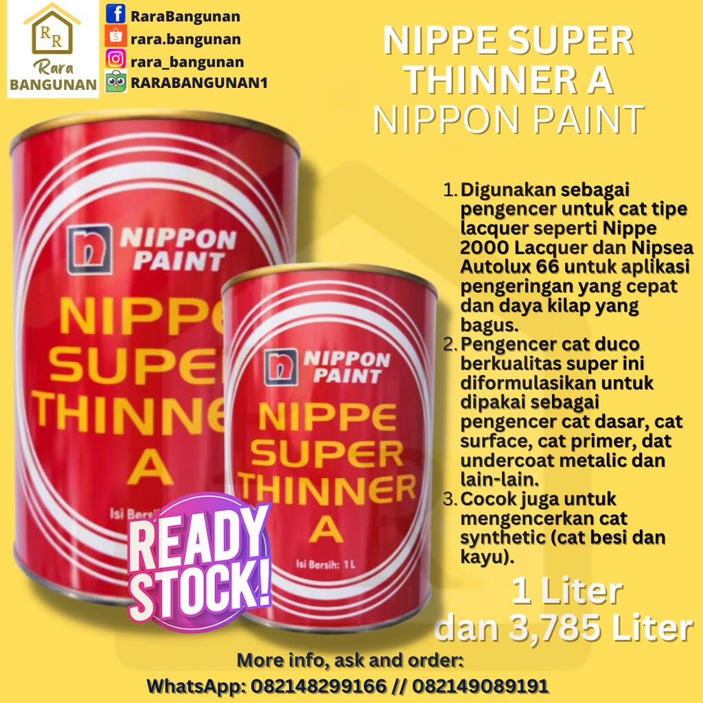 Jual Nippe Super Thinner A by Nippon Paint Ukuran 1 Liter dan 3,785 Liter Harga Murah Good ...