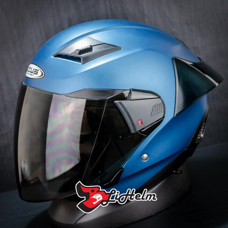Jual HELM ZEUS ZS 611 BLUE DOFF | ZS611 HALF FACE HELMET SNI | DOUBLE ...
