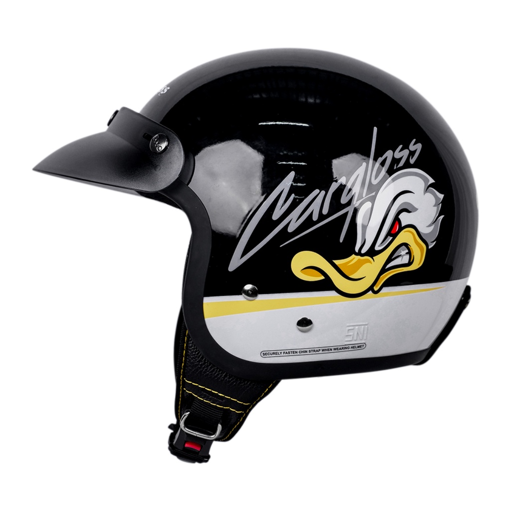 Jual Cargloss CFM Retro Pet Mini Helm Half Face - Speed Duck Deep Black ...