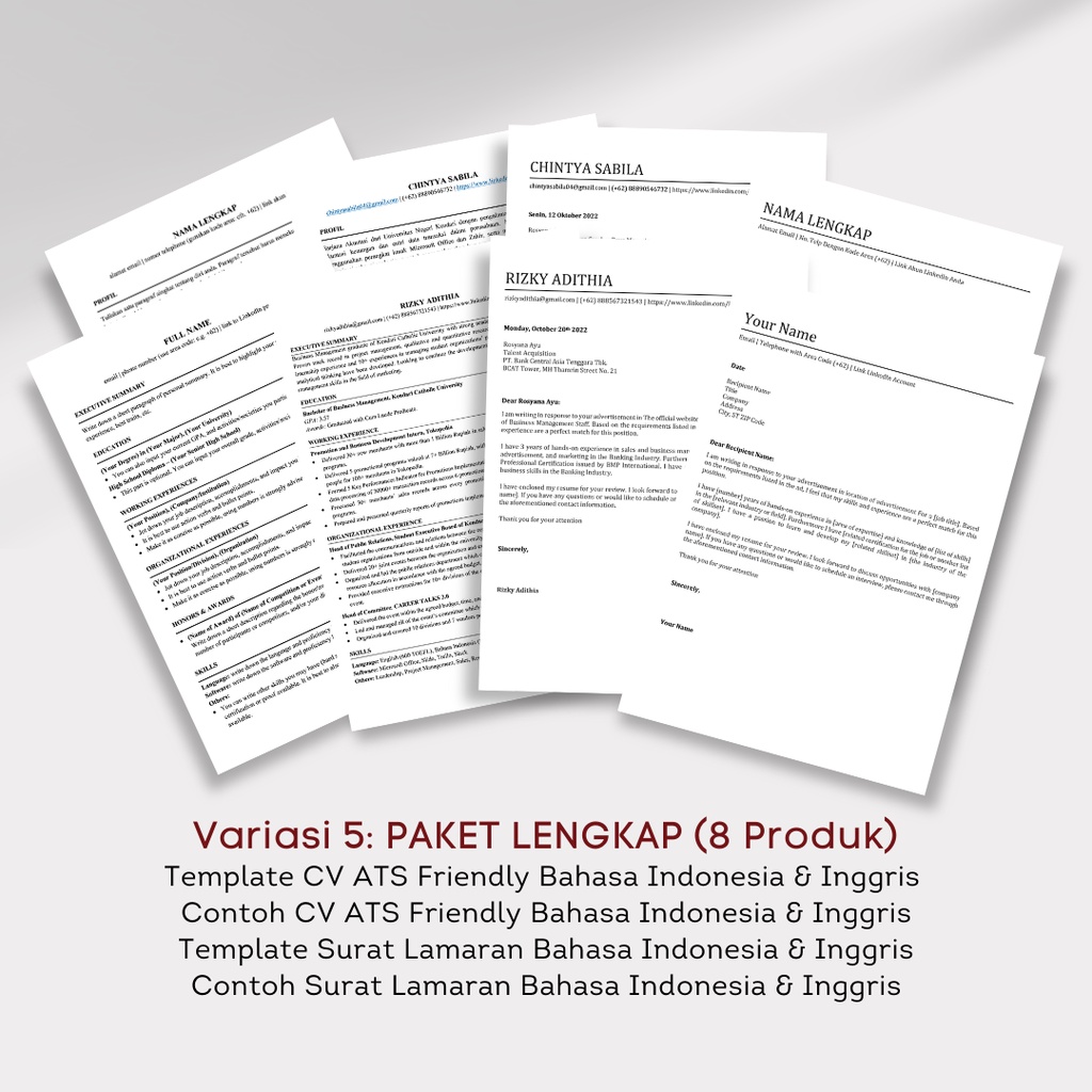 Jual CV ATS Bahasa Indonesia | Jasa Pembuatan CV ATS Friendly | Template CV ATS | Shopee Indonesia
