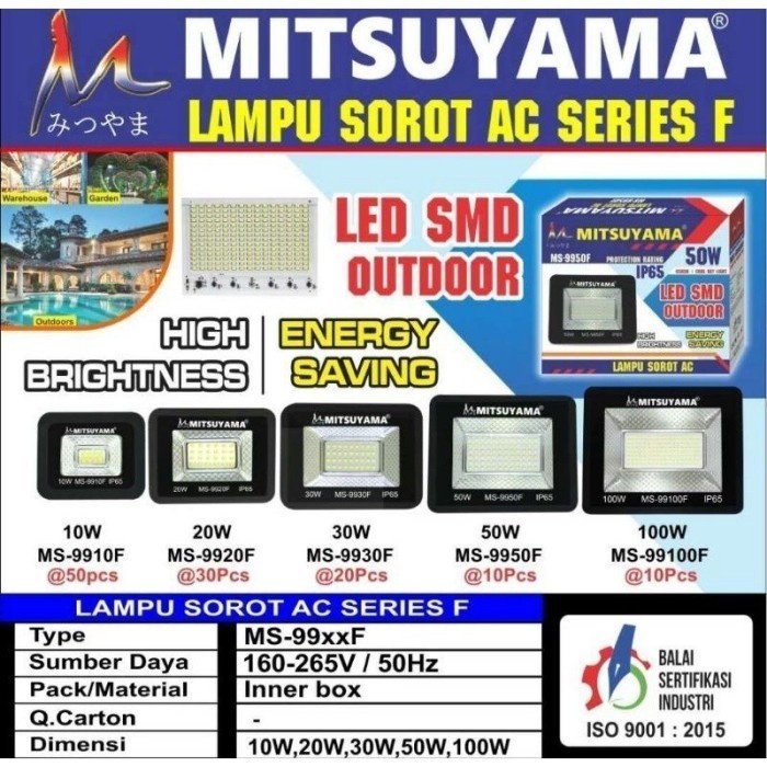 Jual Lampu Sorot LED AC 30 Watt Mitsuyama MS-9930F IP65 Outdoor Listrik | Shopee Indonesia