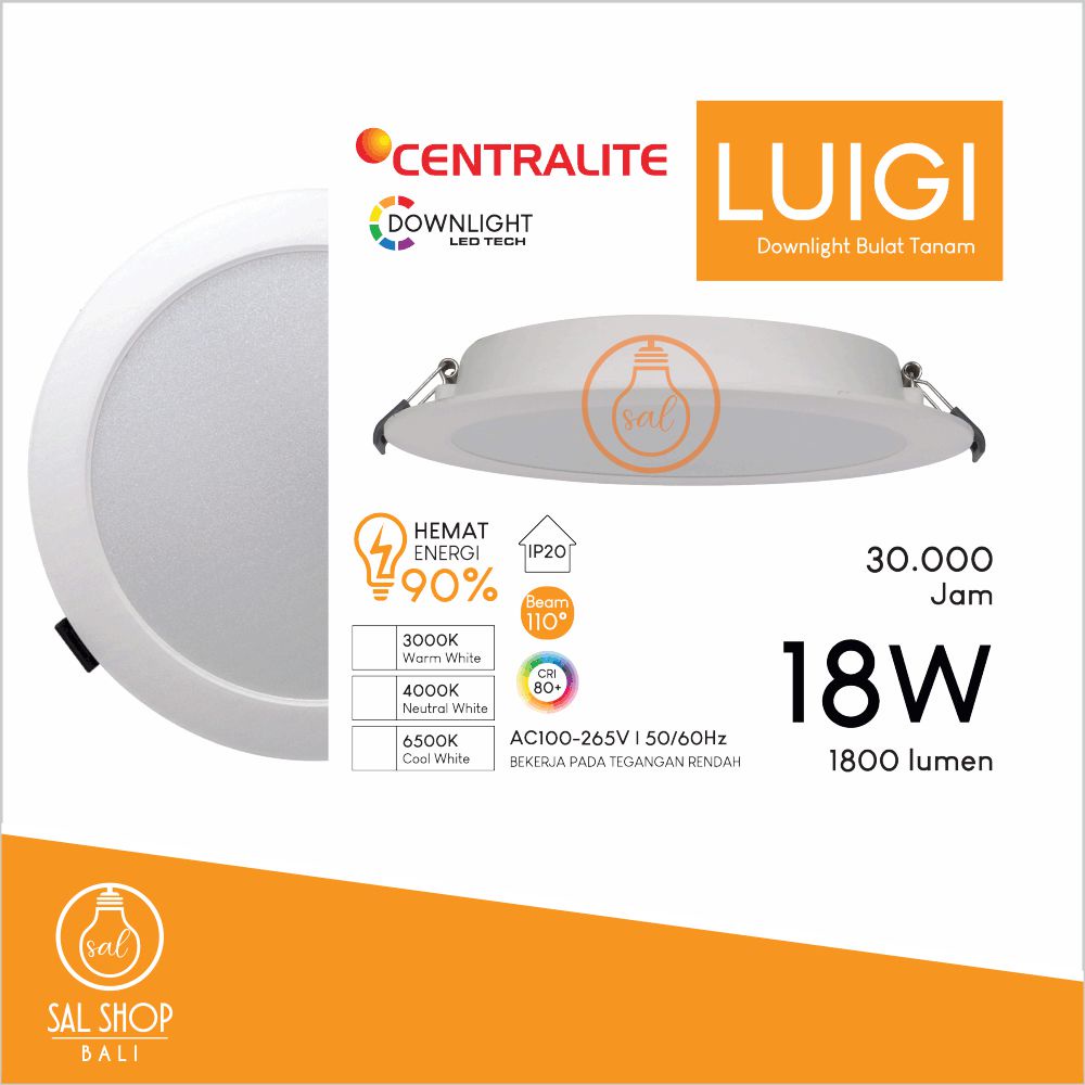 Jual Lampu Downlight LED Panel Inbow IB 18 Watt 6" Bulat Centralite ...