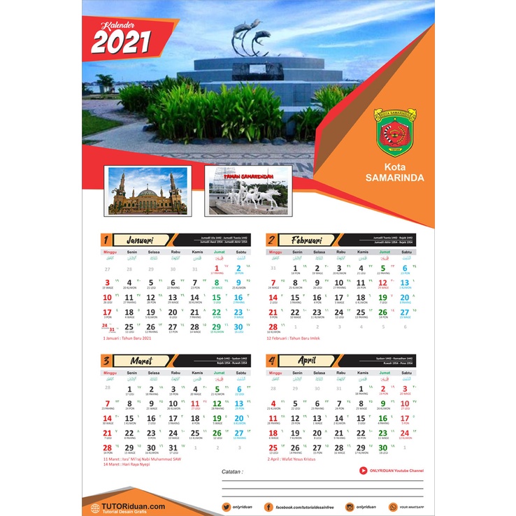 Jual Kalender Dinding ( 3 Lembar / 4 Bulanan ) Custom Desain | Shopee Indonesia