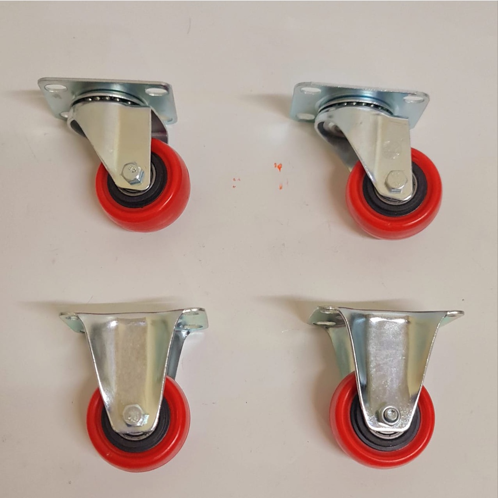 Jual Roda trolly/Rak pu merah 2 inch (2hidup 2 mati) | Shopee Indonesia