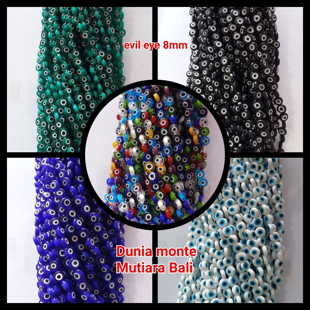Jual EVIL EYE 6MM, 8MM & LAMPWORK BUNGA 4MM & 6MM PEACOCK GREEN, MIX ...