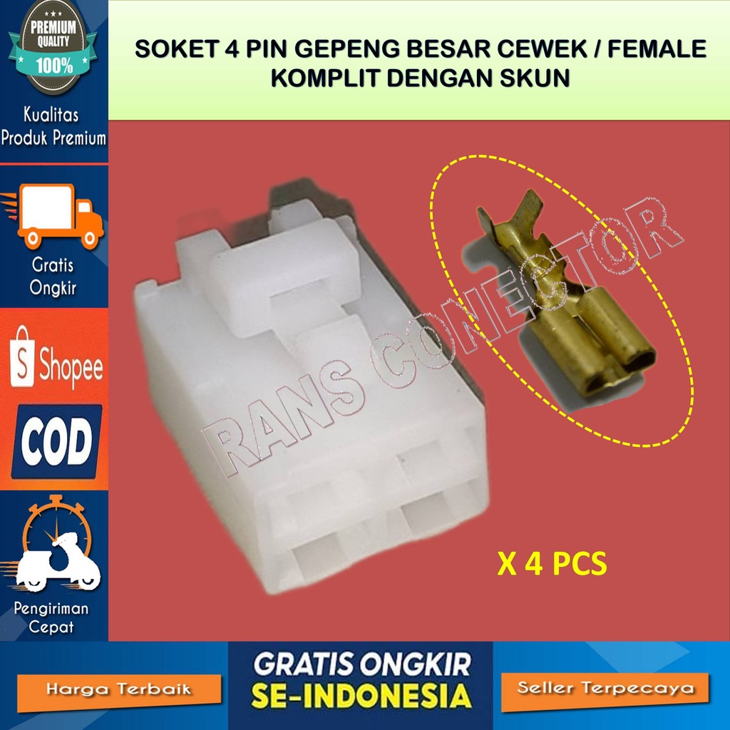 Jual SOKET 4 PIN BESAR FEMALE - Soket Kabel 4 Pin Besar Cewek Female ...