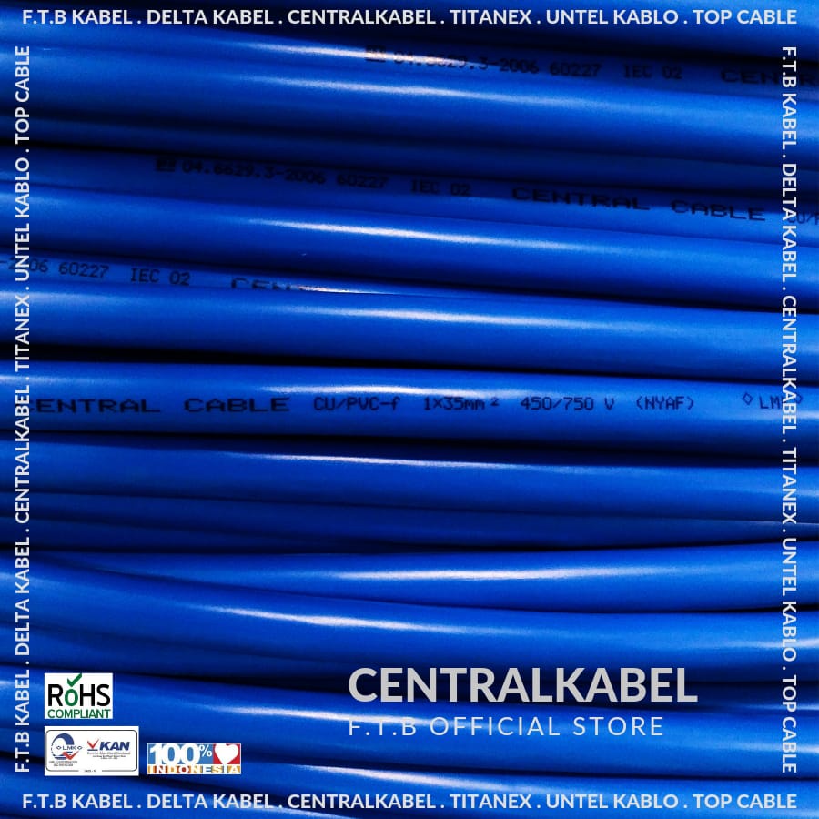Jual SNI CENTRAL KABEL NYAF 35 Sqmm 750V Meteran ( H07VK / AF / BVR 35mm 1x35mm 35Sqmm 1x35Sqmm ...