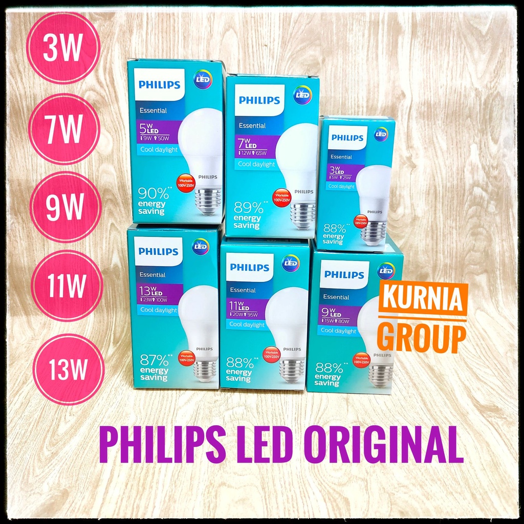 Jual Lampu LED Philips Essential 3W 5W 7W 9W 11W 13W Bulb Cool Day Light 6500K Sinar Cahaya ...