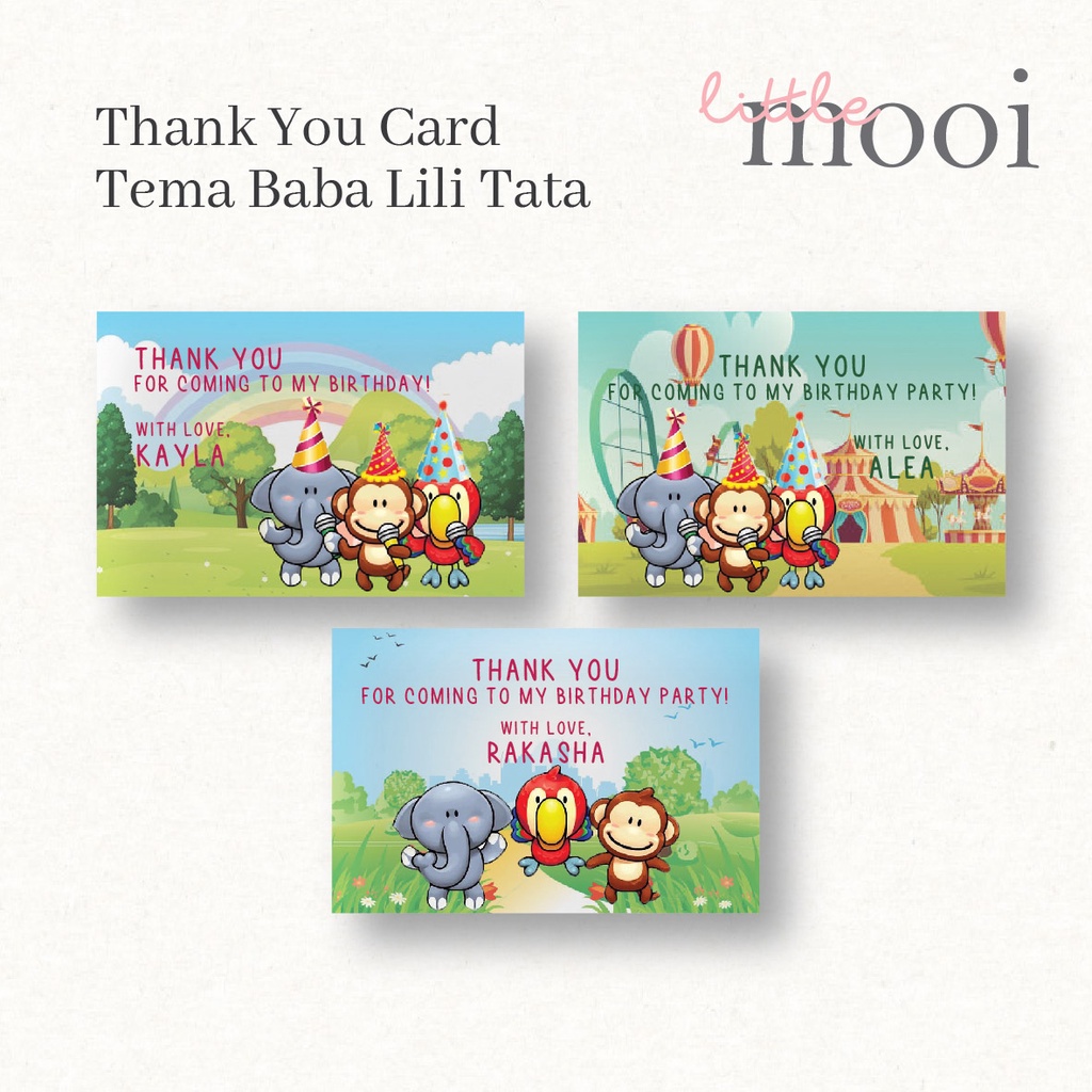 Jual KARTU UCAPAN TERIMA KASIH TEMA BABA LILI TATA (ULANG TAHUN ANAK) / THANK YOU CARD ...