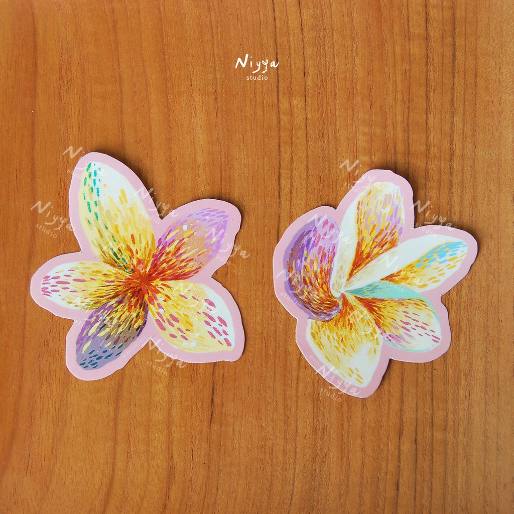 Jual Sticker | Kamboja Frangipani Flower | Plant Botanical Sticker ...