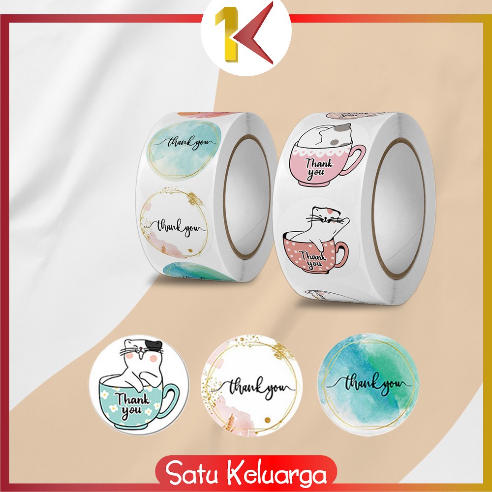 Jual SK-C817 Sticker Thank You 1 Roll 500PCS Stiker Label Makanan ...