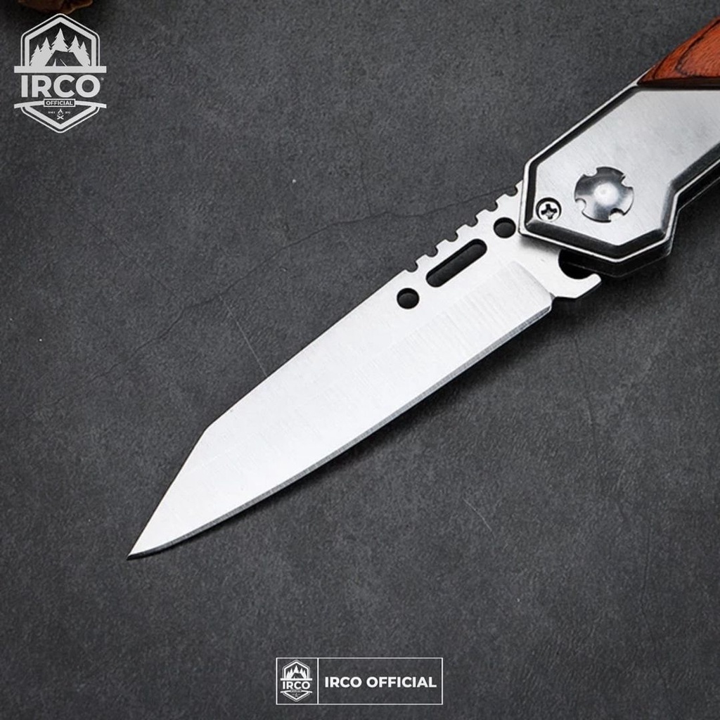 Jual IRCO Pisau Saku Lipat Stainless Steel Gagang Kayu - Bushcraft ...