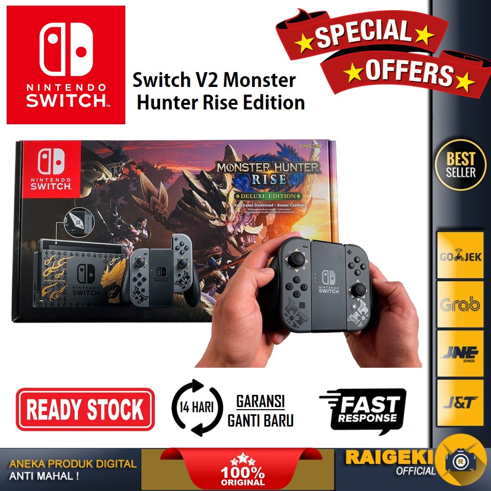 Jual Nintendo Switch V2 Monster Hunter Rise Edition | Shopee Indonesia