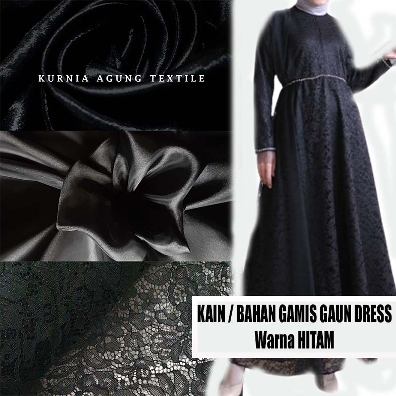 Jual Kain Warna Hitam Polos Satin England Soft Tile Brokat Glitter ...