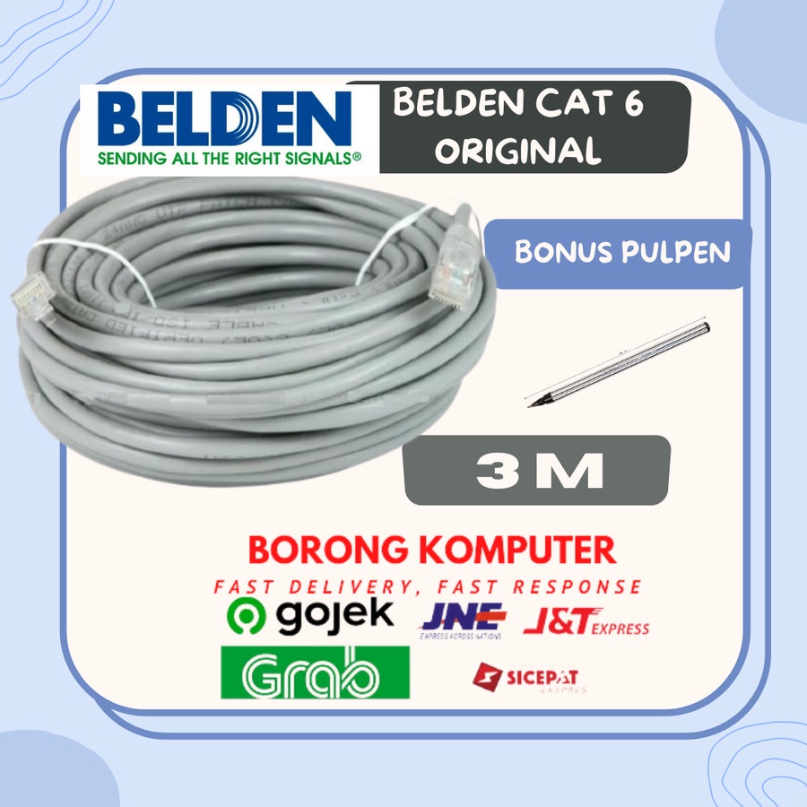 Jual Belden UTP 3M Cat6 Kabel LAN 3 Meter Original USA Gigabit Siap Pakai | Shopee Indonesia