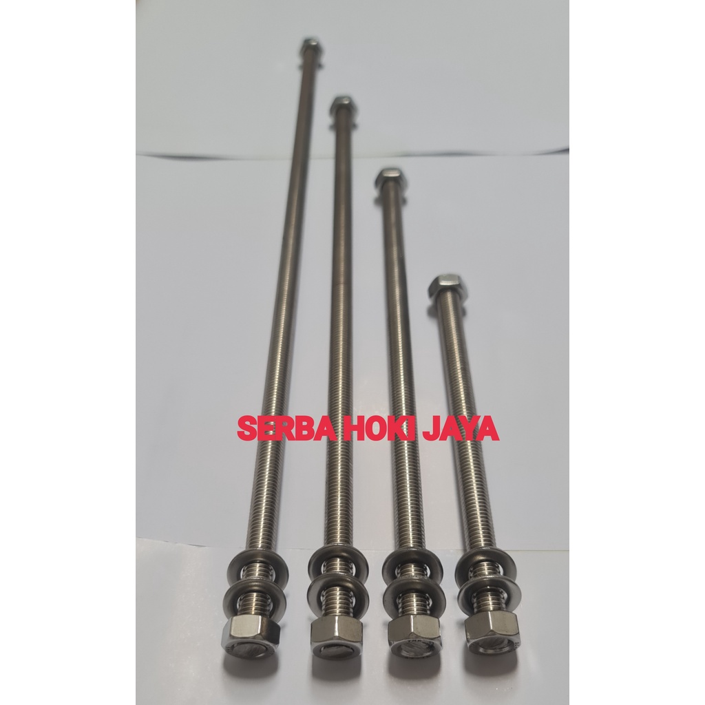 Jual AS DRAT STAINLESS M6X50cm + MUR 2pcs + RING PLAT 2pcs ( SUS304 ...