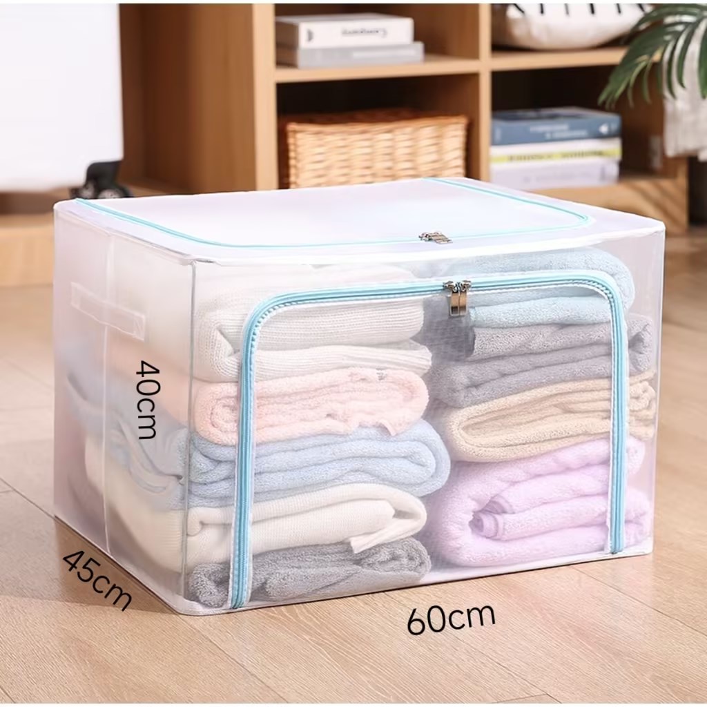 Jual Storage Box Organizer Besar Kotak Penyimpanan Lipat Transparant ...