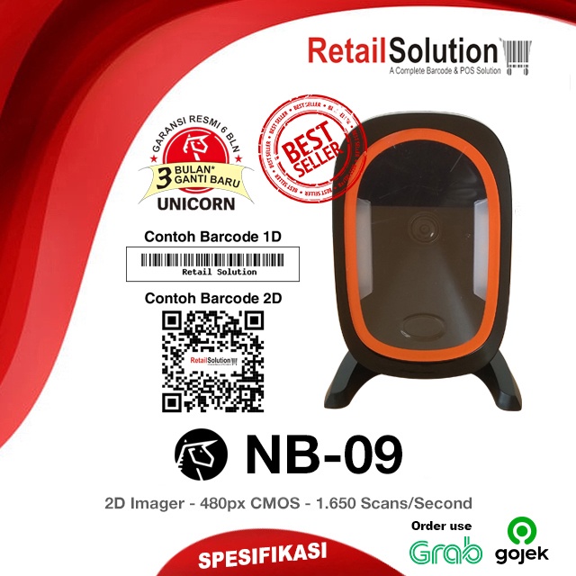 Jual Unicorn NB09 2D Barcode Scanner QR CODE USB Omni setara PRJ-666 ...