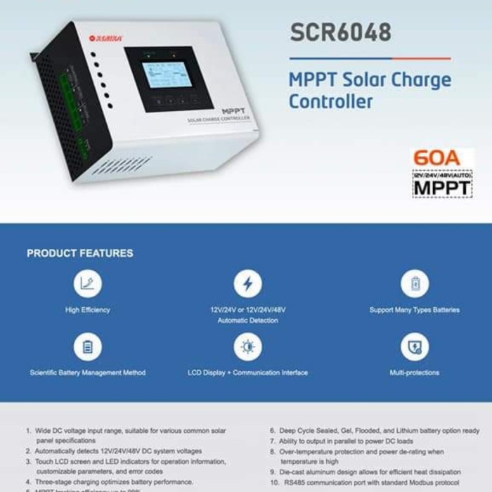 Jual KENIKA SCR 6048 SOLAR CHARGE CONTROLLER MPPT 12V/24V/36V/ 48V 60A ...