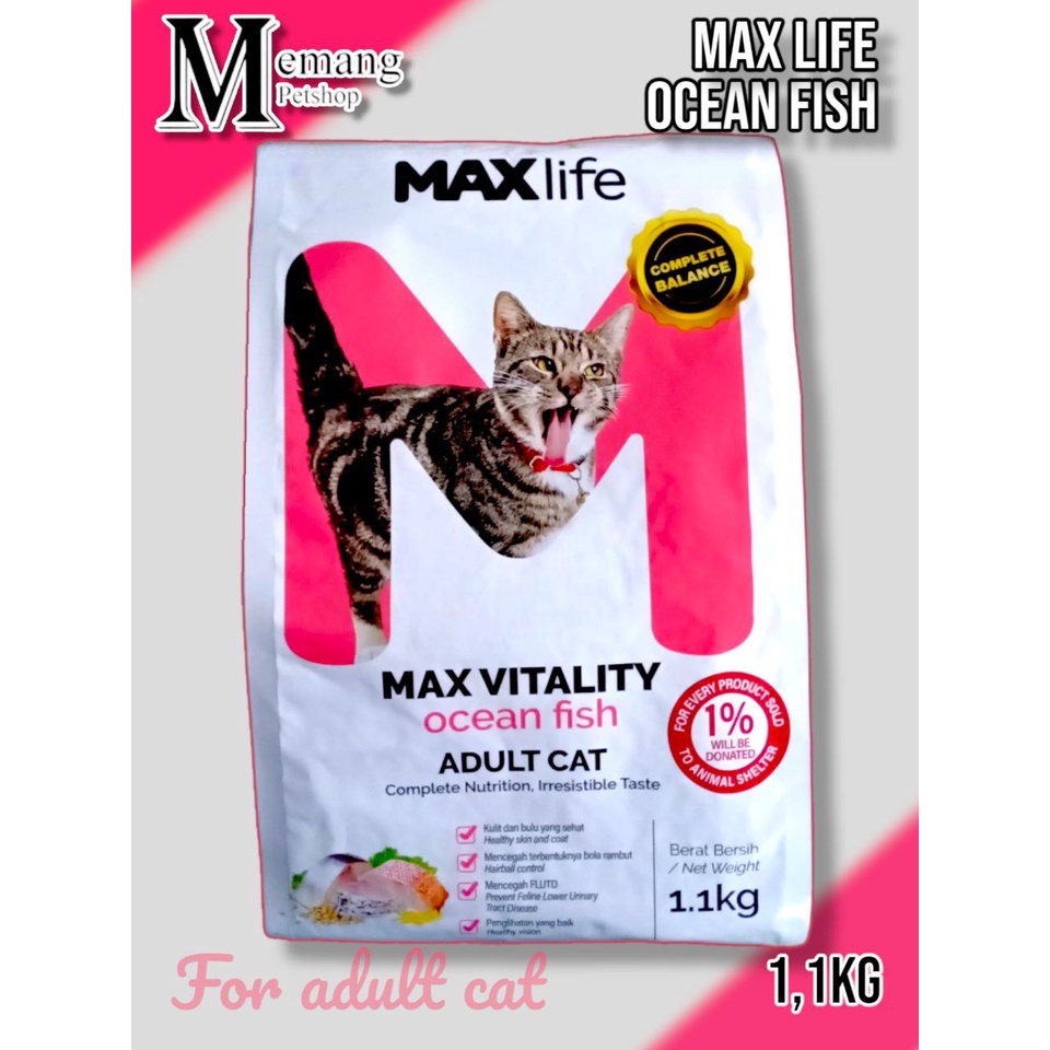 Jual Max Life Adult Ocean Fish 1.1Kg Cat Food - Makanan Kucing MAXlife ...