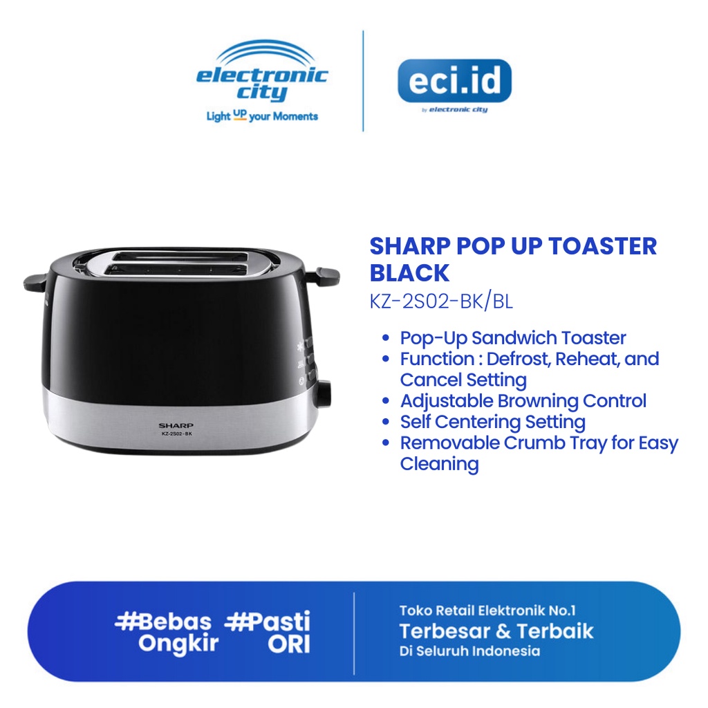 Jual Sharp Pop Up Toaster Black - KZ-2S02-BK/BL | Shopee Indonesia