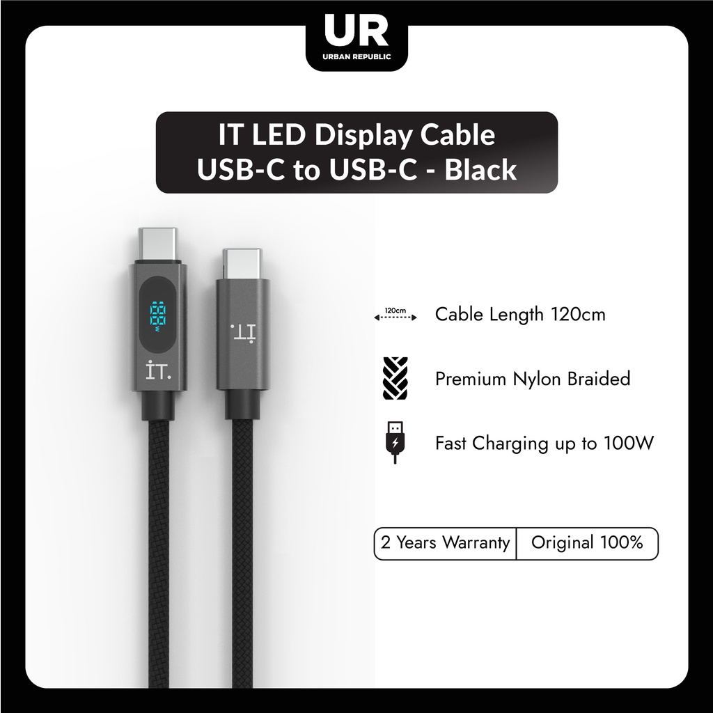 Jual IT LED Display Cable USB C to C 1,2m - Black | Shopee Indonesia