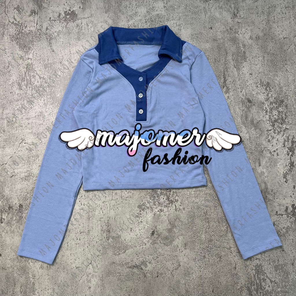 Jual MAJOMER | SOMISO CROP TOP - KAOS KERAH RIB LENGAN PANJANG | Shopee ...
